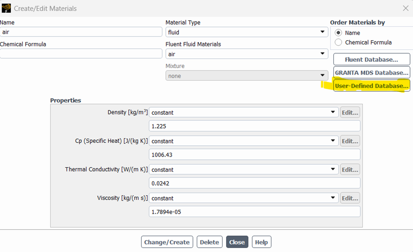 How to write and read a User-Defined Material Database with Fluent