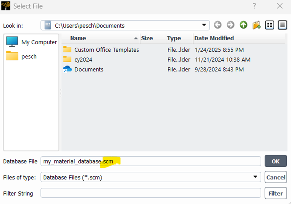 How to write and read a User-Defined Material Database with Fluent