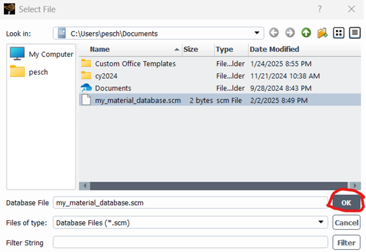 How to write and read a User-Defined Material Database with Fluent