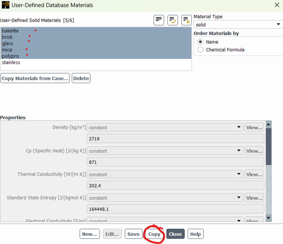 How to write and read a User-Defined Material Database with Fluent