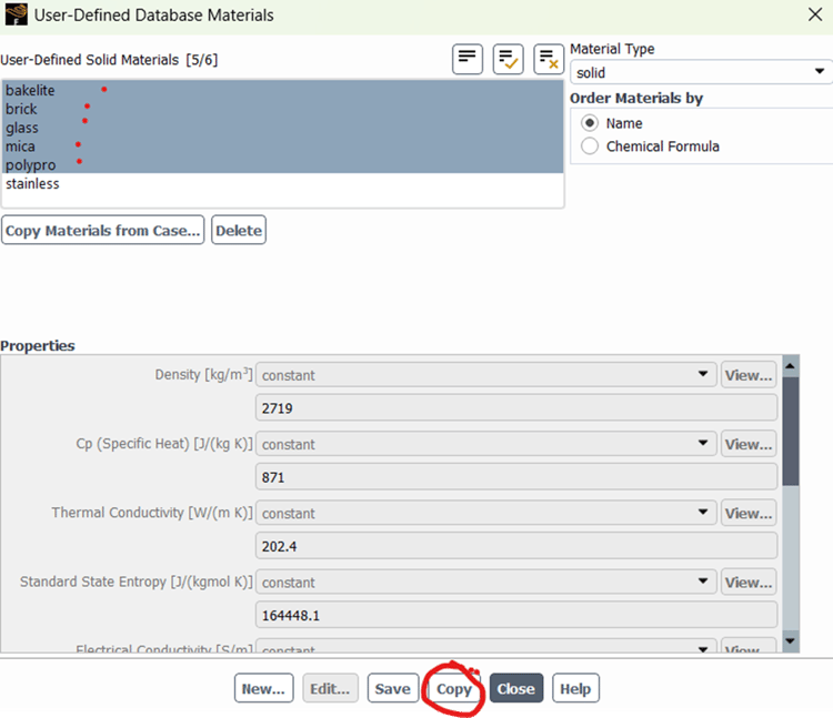 How to write and read a User-Defined Material Database with Fluent