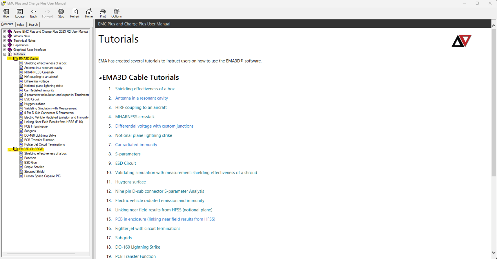 How to access Ansys EMC Plus and Charge Plus tutorials