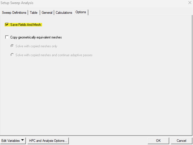Parametric sweep plot not updating in HFSS
