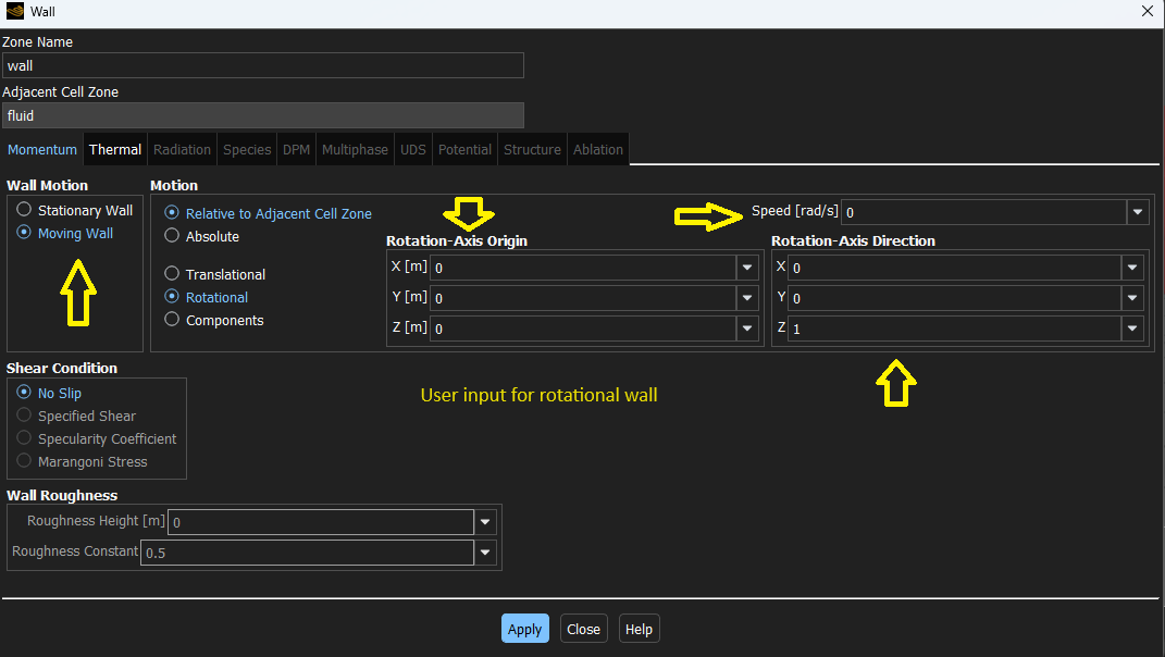 How to set up rotating walls in Fluent?