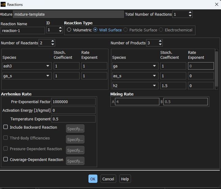 How do you set up a surface reaction in Fluent?