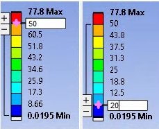 How do I modify the scale legend in Ansys Mechanical?