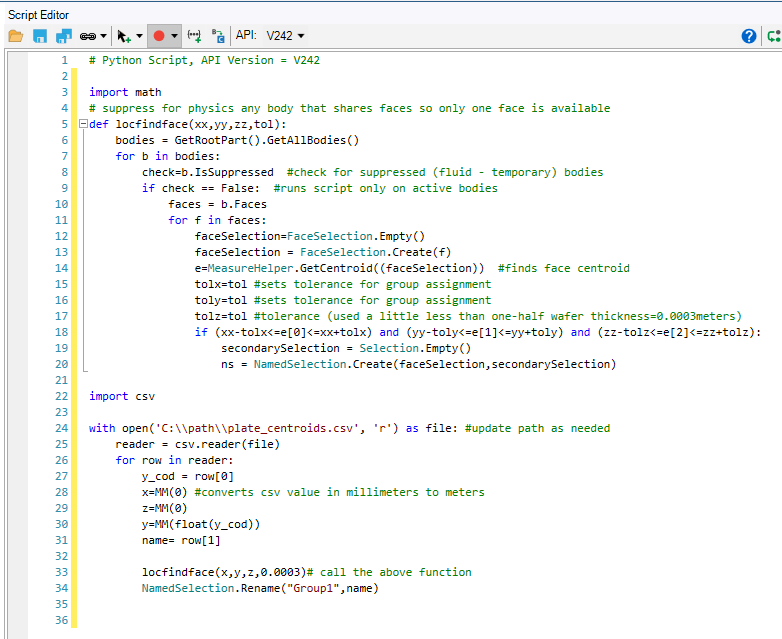 How do I find SpaceClaim faces and rename them via scripting?