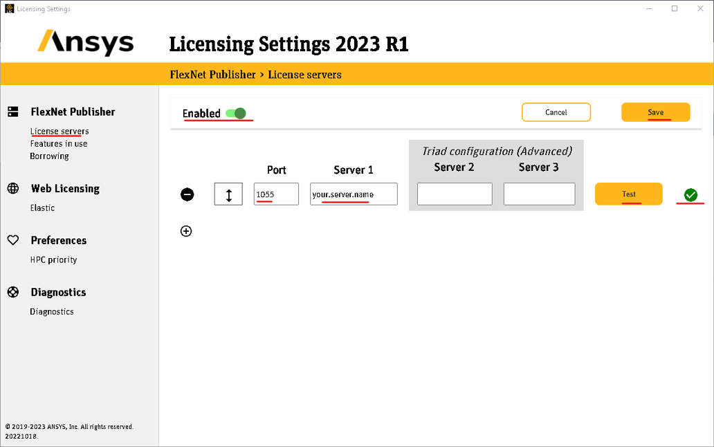 How to set up Ansys client side Licensing Settings