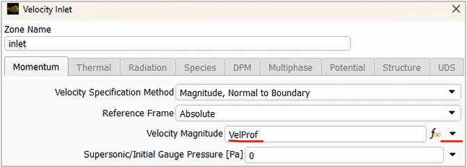 How to create an inlet velocity profile in Fluent