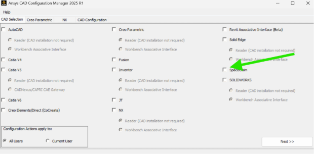 How to Resolve Missing SpaceClaim in Workbench 2025 R1