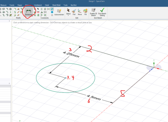 How can one or numerous circles be plotted in Spaceclaim by providing center coordinate and radius?